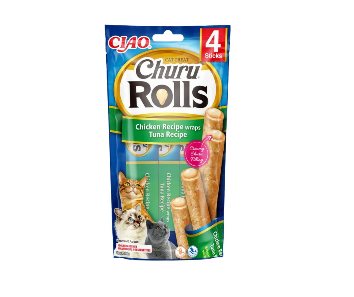 Inaba Churu Rolls KURCZAK Z TUŃCZYKIEM | miękkie paluszki z kremowym n ...